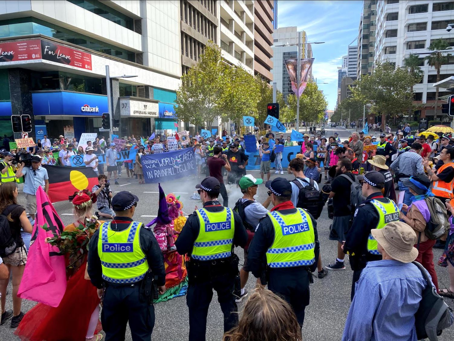 Extinction Rebellion protestors lie 'dead' in Perth streets causing ...