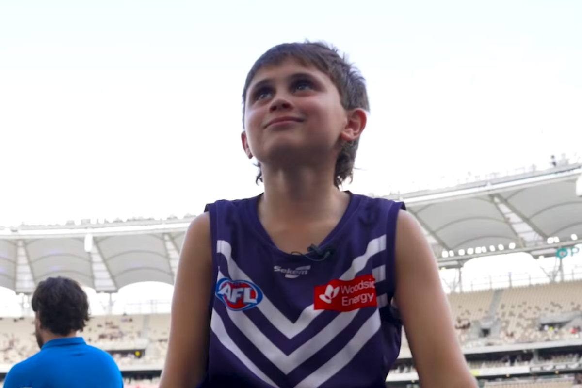 Ten-year-old Freo fanatic Max shares his passion with Millsy and Karl