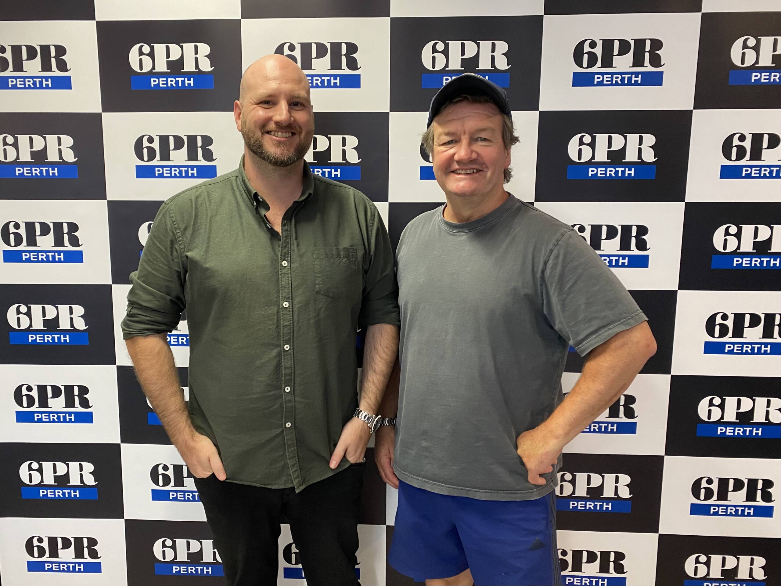 Comedian Lawrence Mooney, in the studio